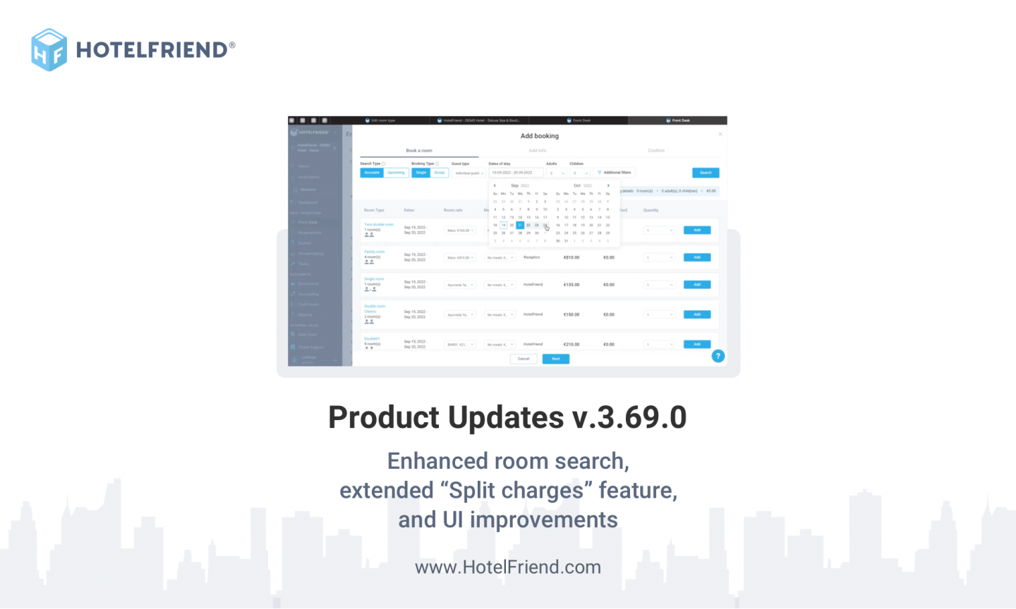 Product updates v. 3.69.0: Enhanced room search, extended “Split ...