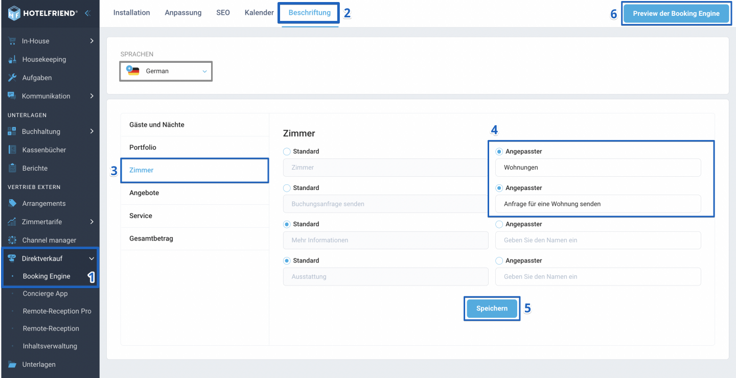 How to rename tabs and buttons of the Booking Engine - HotelFriend Help ...
